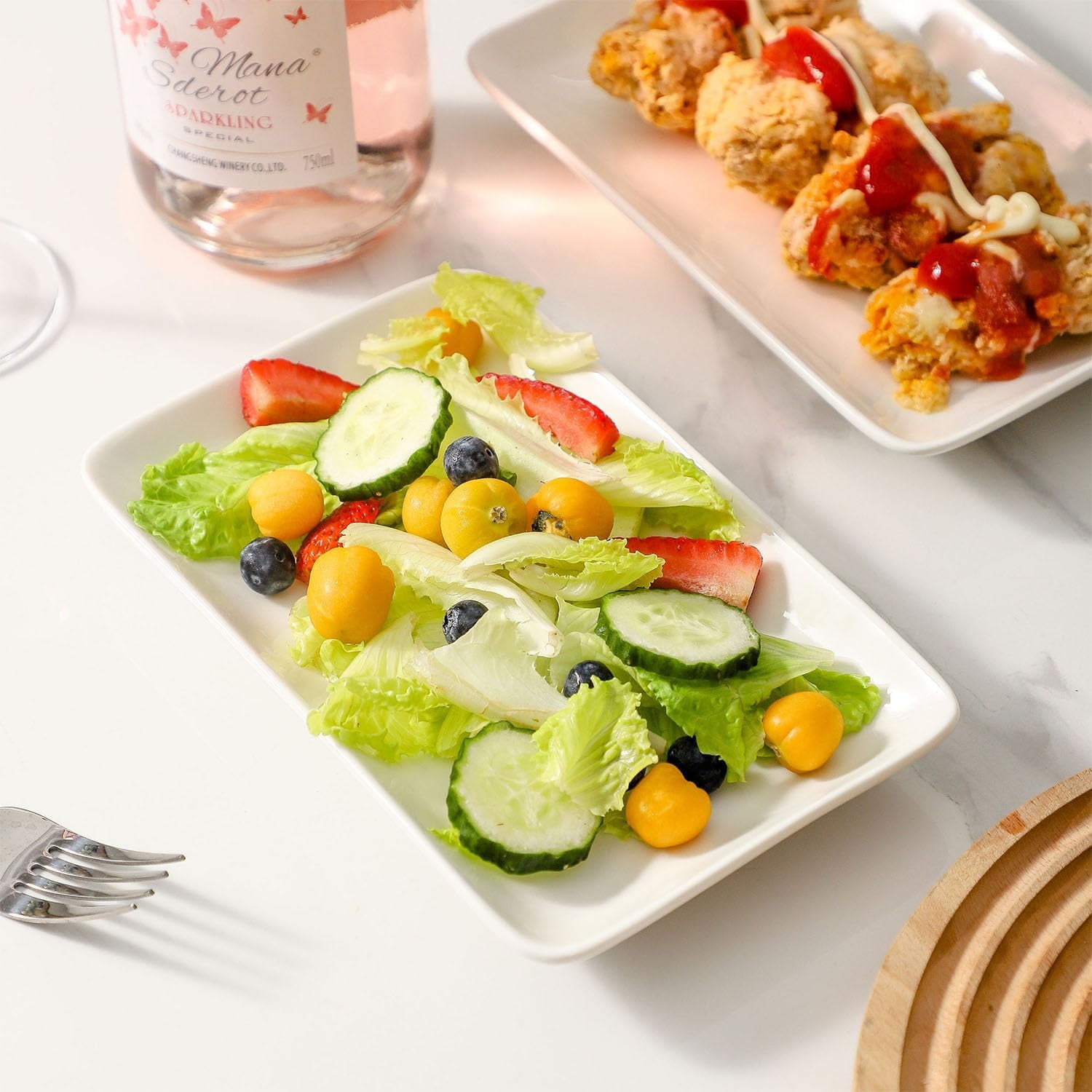 8 Inch Rectangular Ceramic Appetizer Plates Set of 8, Microwave Oven ...