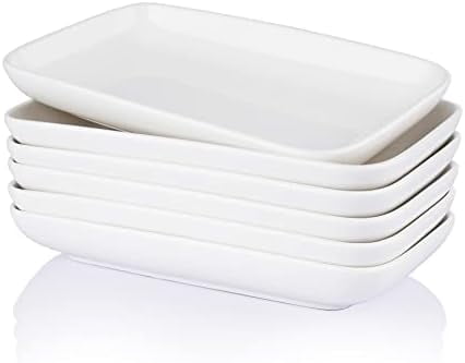 8 Inch Rectangular Salad Plates, Porcelain Dessert Plates, Small White ...