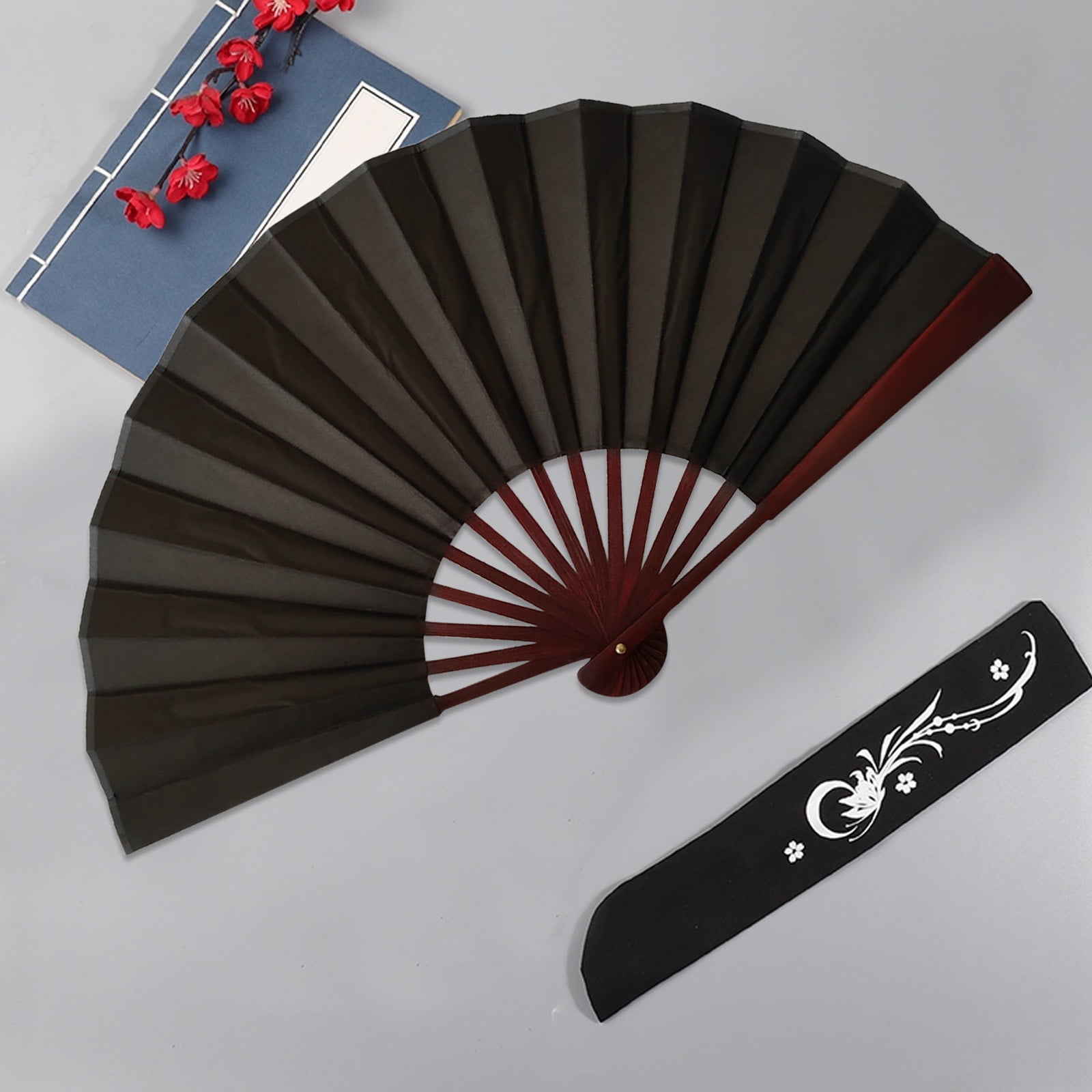 8-Inch Red Bone Plain Folding Fan I|Traditional Red Bone Folding Fan ...