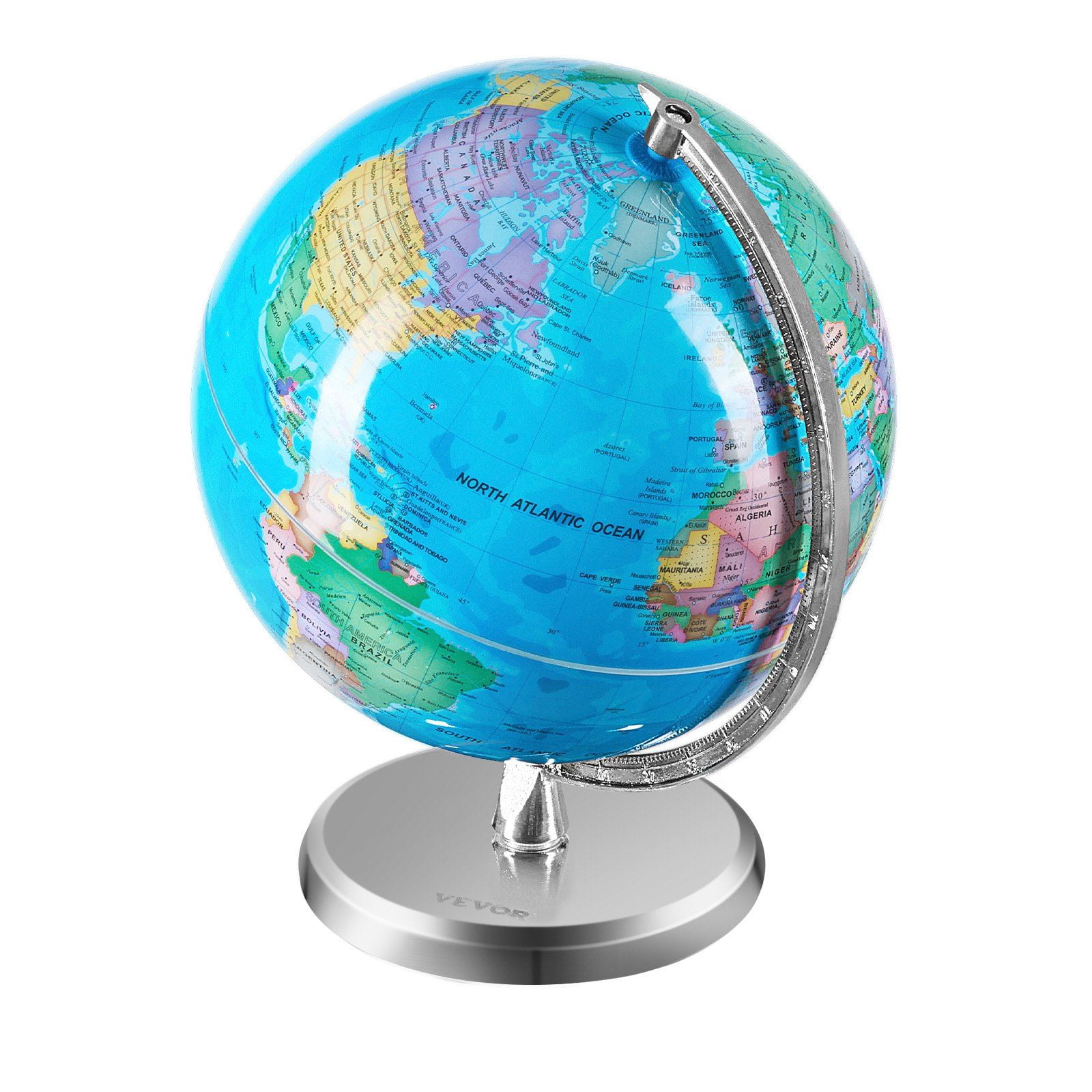 8-Inch Rotating World Globe with Stand, Educational Geography Globe for ...