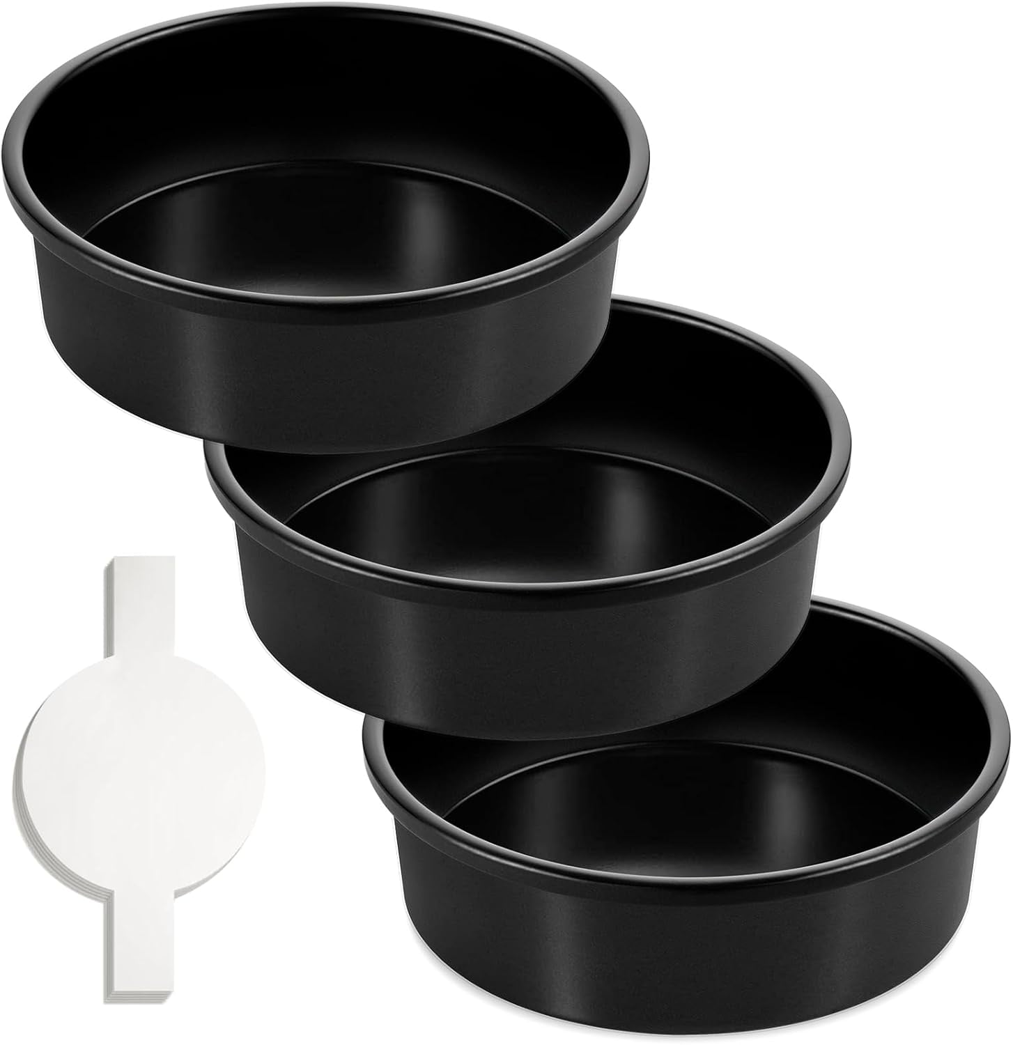 8-Inch Round Cake Pan Set of 3, Nonstick Smash Cake Baking Pans Tins ...
