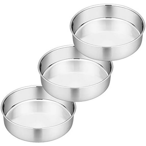 8 Inch Round Cake Pan Set of 3, Stainless Steel Round Baking Layer Pans ...