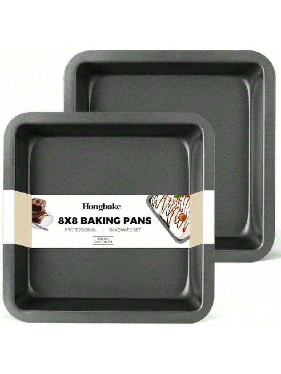 8 Inch Round Cake Pan Set of 2 with 60 Parchment Papers, Non-Stick Deep ...