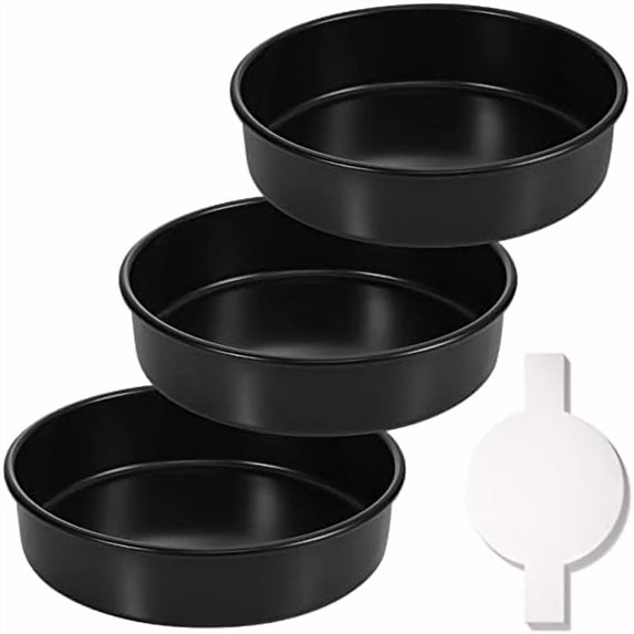 8-Inch Round Cake Pan Set of 3, Nonstick Baking Cake Pans with 90 ...