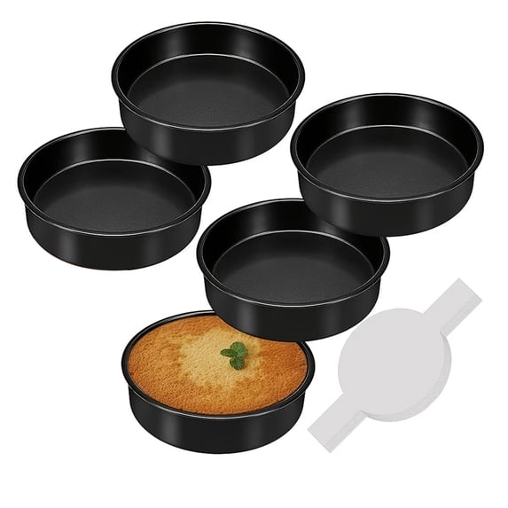 8-Inch Round Cake Pan Set of 5, Nonstick Baking Cake Pans with 50 ...