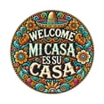8 Inch Round "Mi Casa Es Su Casa" Metal Sign, Colorful Mexican Folk Art ...