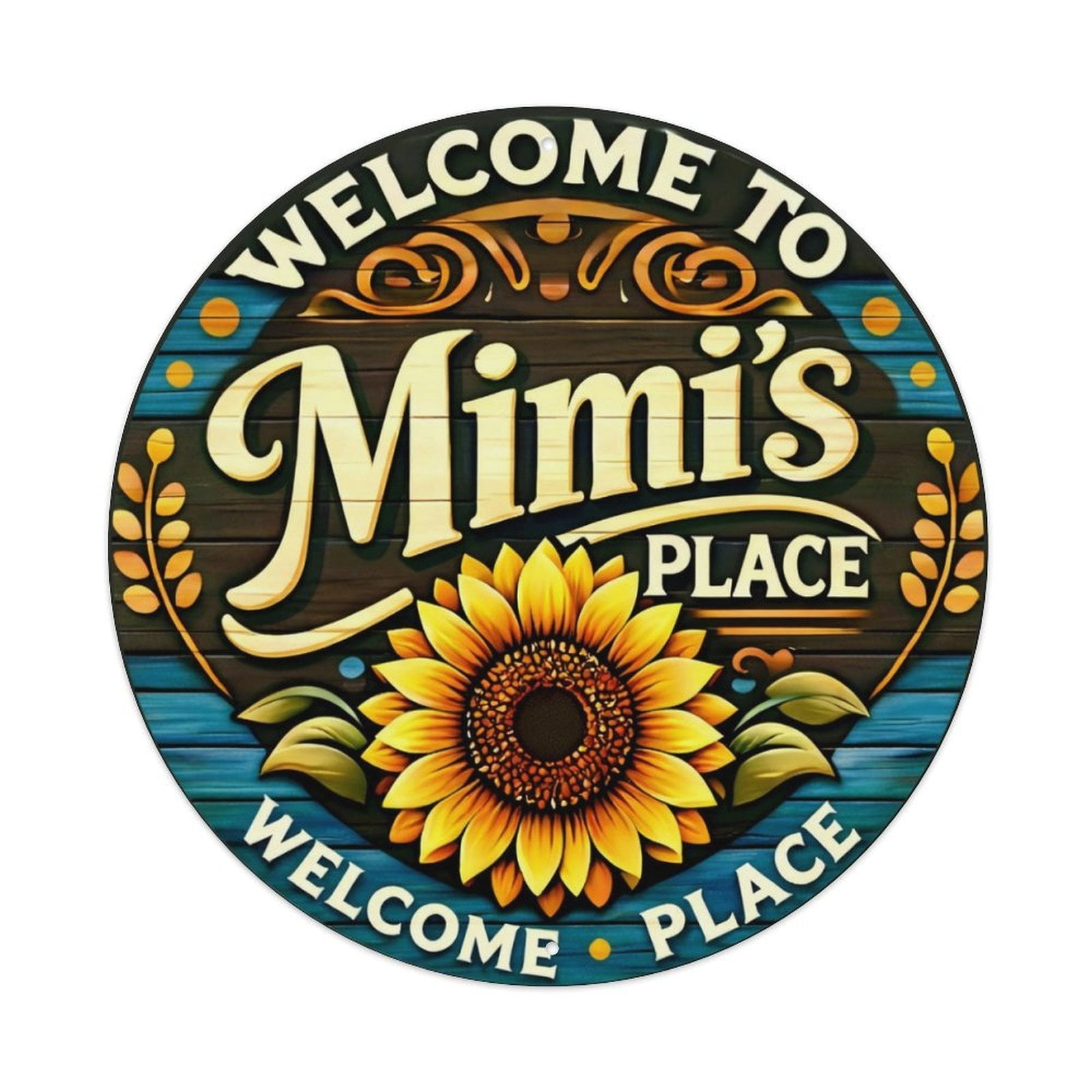 8 Inch Round Mimi's Place Sunflower Metal Sign, Rustic Farmhouse ...