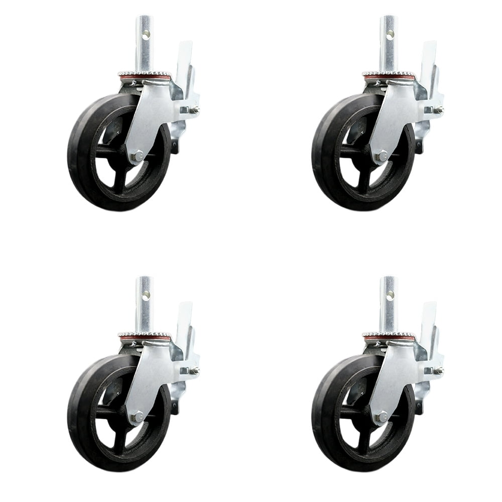 8 Inch Rubber Scaffold Caster Set with 1-3/8” Stem w/Brakes–Service ...