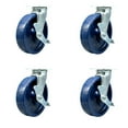 8 Inch SS Solid Poly Swivel Caster Set with Roller Bearings and Brakes ...