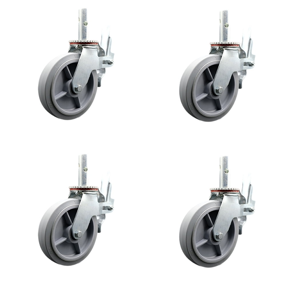 8 Inch Scaffold Caster Set with 1-3/8” Round Stem w/Brakes–Service ...