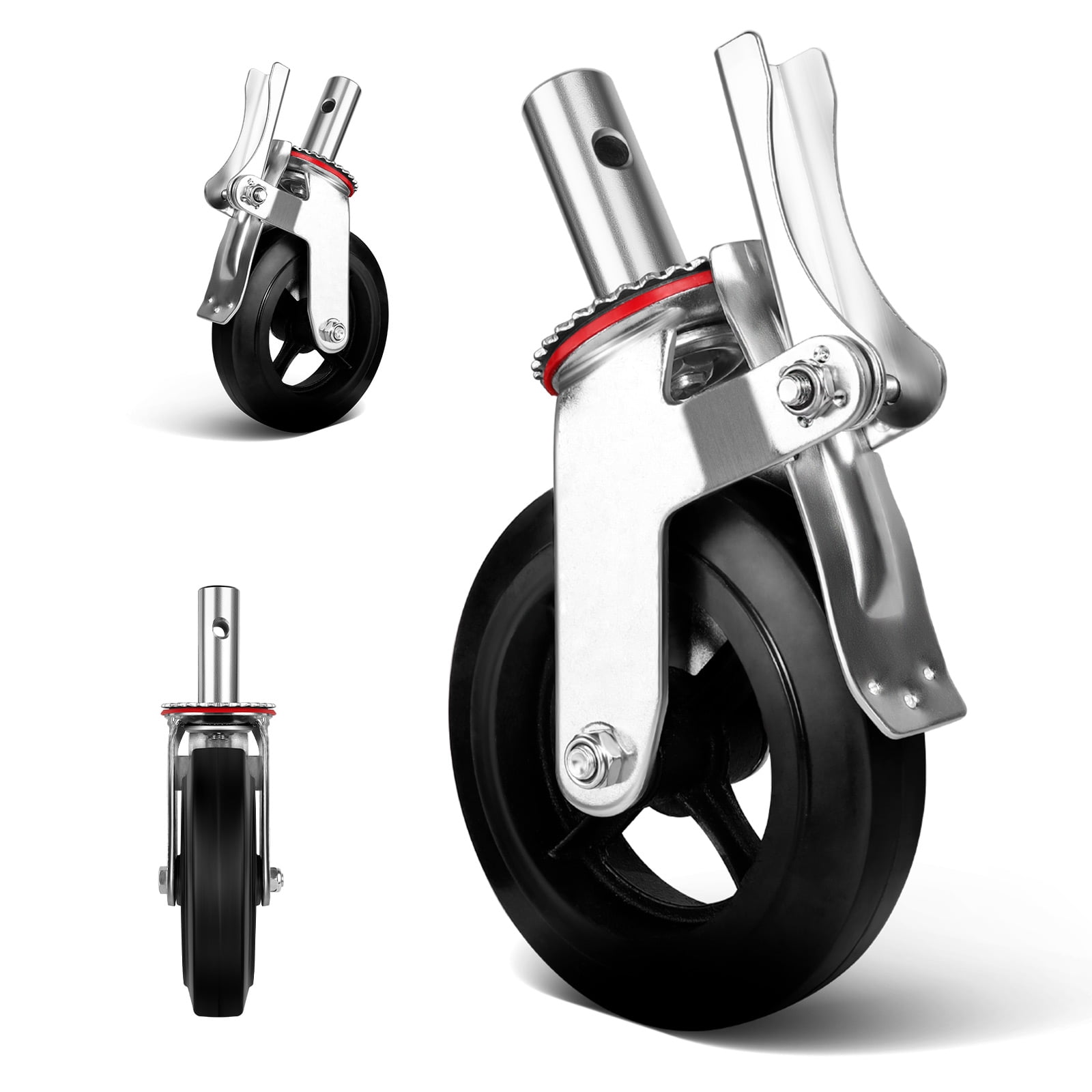 8 Inch Scaffold Casters 4 Pack - 4400 Lbs Load Capacity, Rubber Tread ...