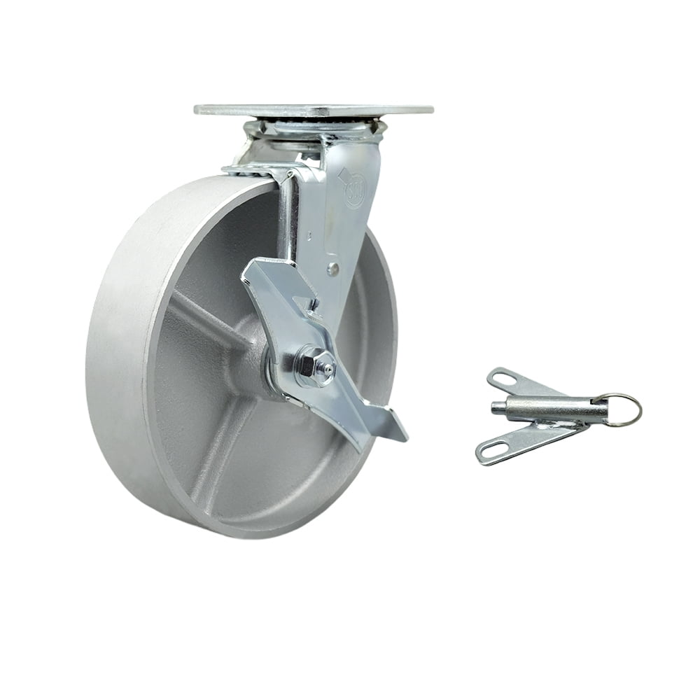 8 Inch Semi Steel Cast Iron Swivel Caster with Bronze Bearing and Brake/Swvl Lck - Walmart.com