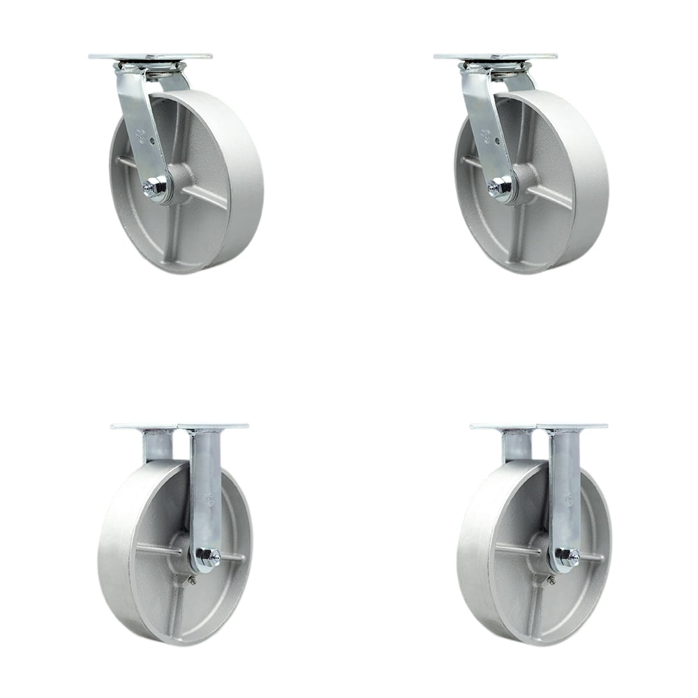 8 Inch Semi Steel Caster Set with Ball Bearings 2 Swivel Lock 2 Rigid ...