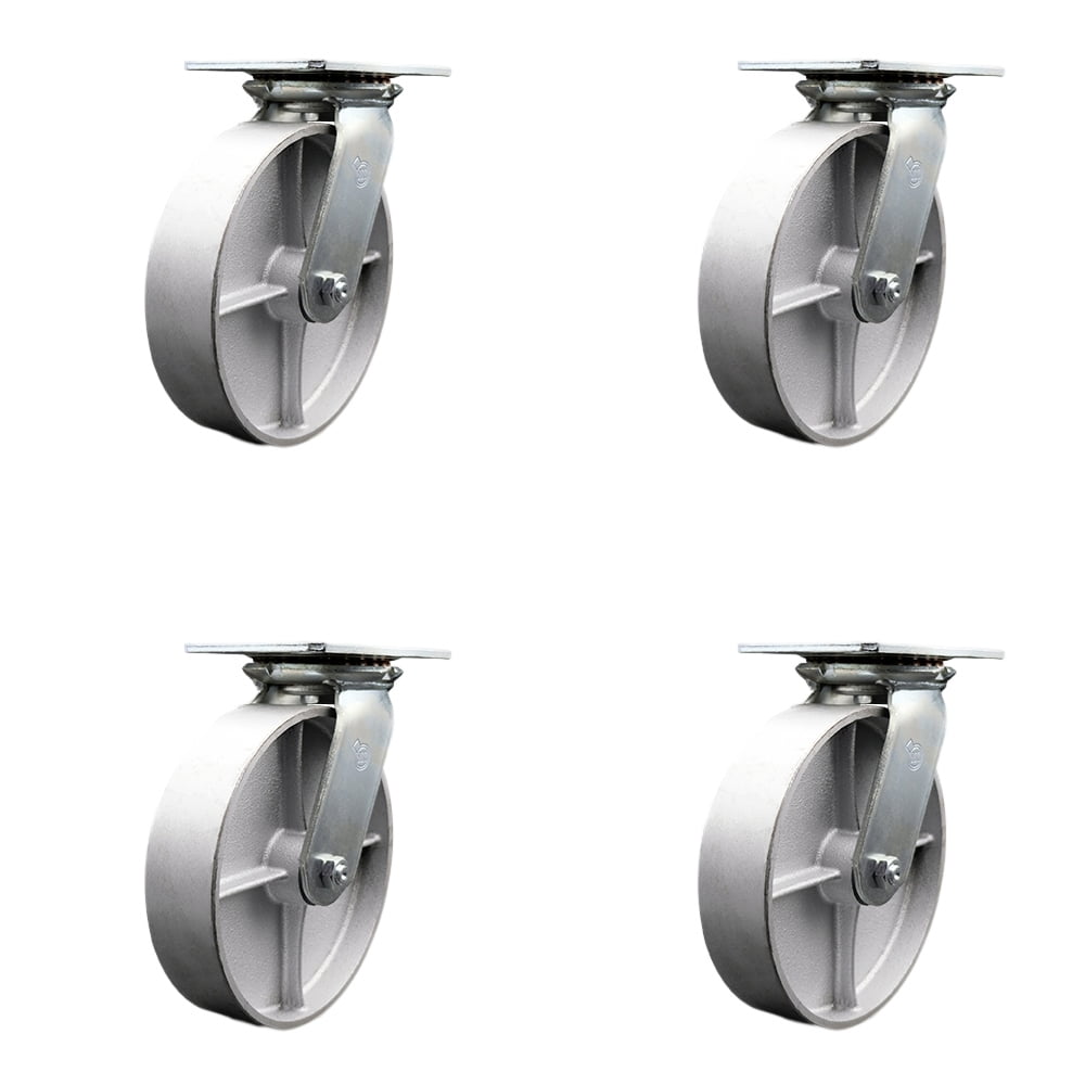 8 Inch Semi Steel Caster Set with Roller Bearings and Swivel Locks SCC ...