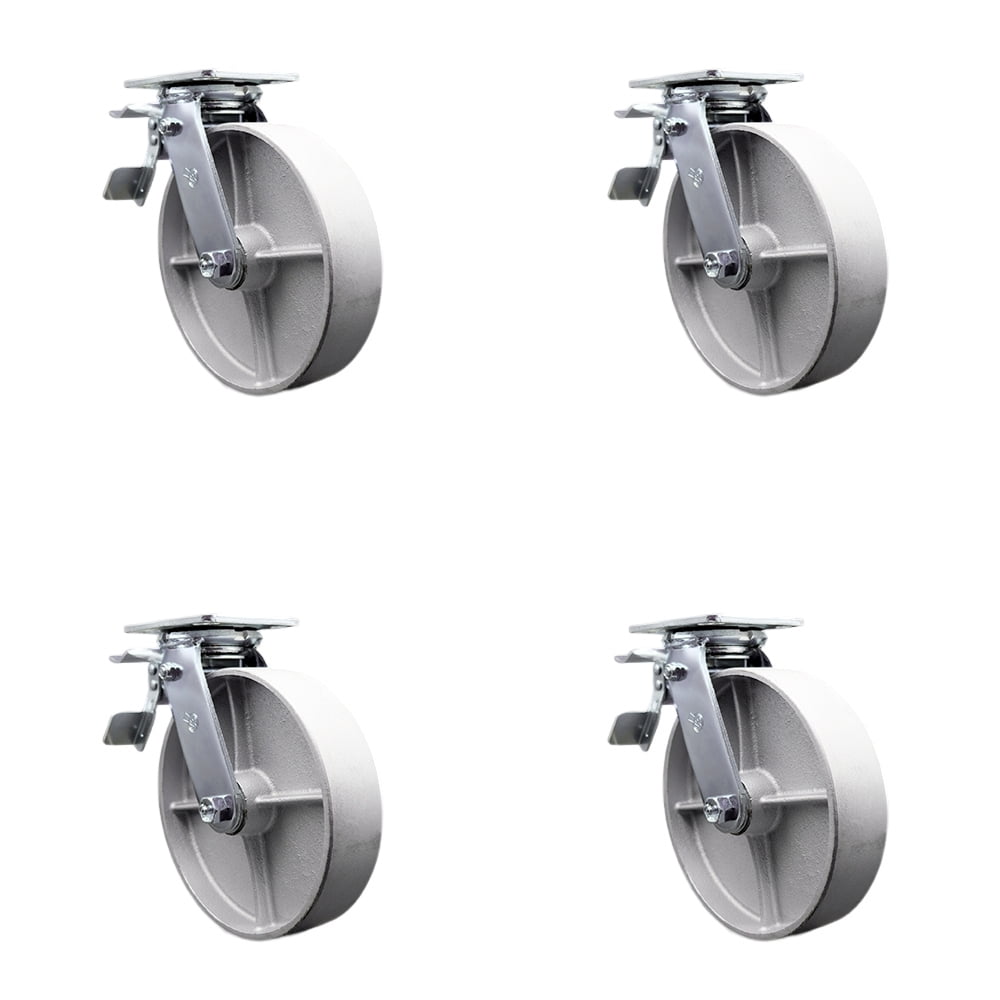 8 Inch Semi Steel Caster Set with Roller Bearings and Total Lock Brakes ...