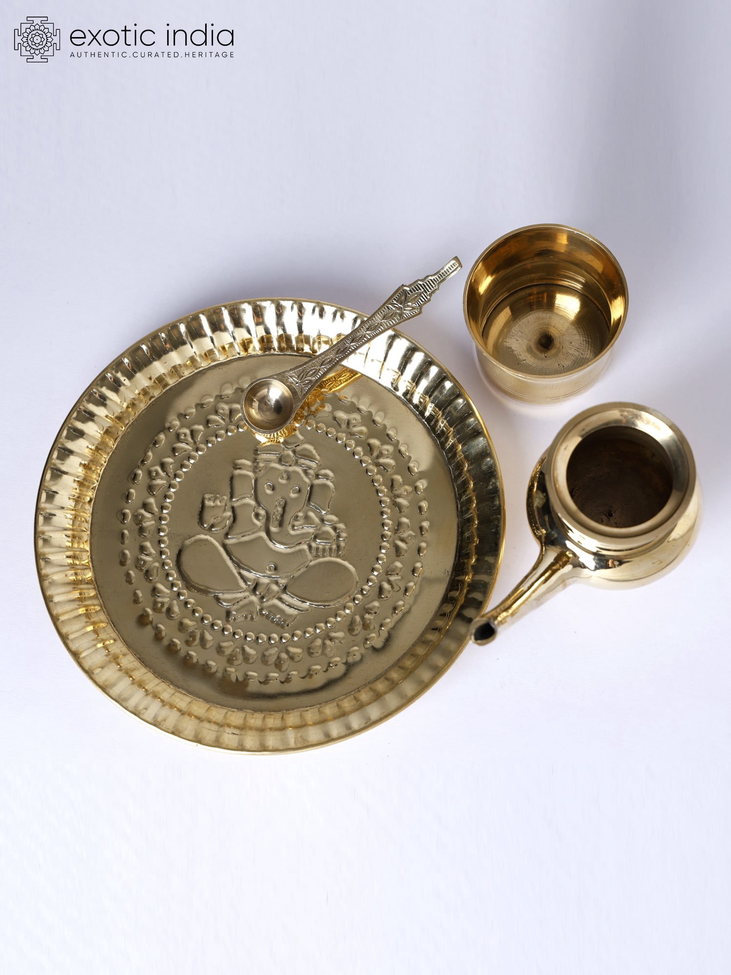 8 Inch Set of Brass Puja Thali Ritual Puja Items - Complete Worship Kit ...