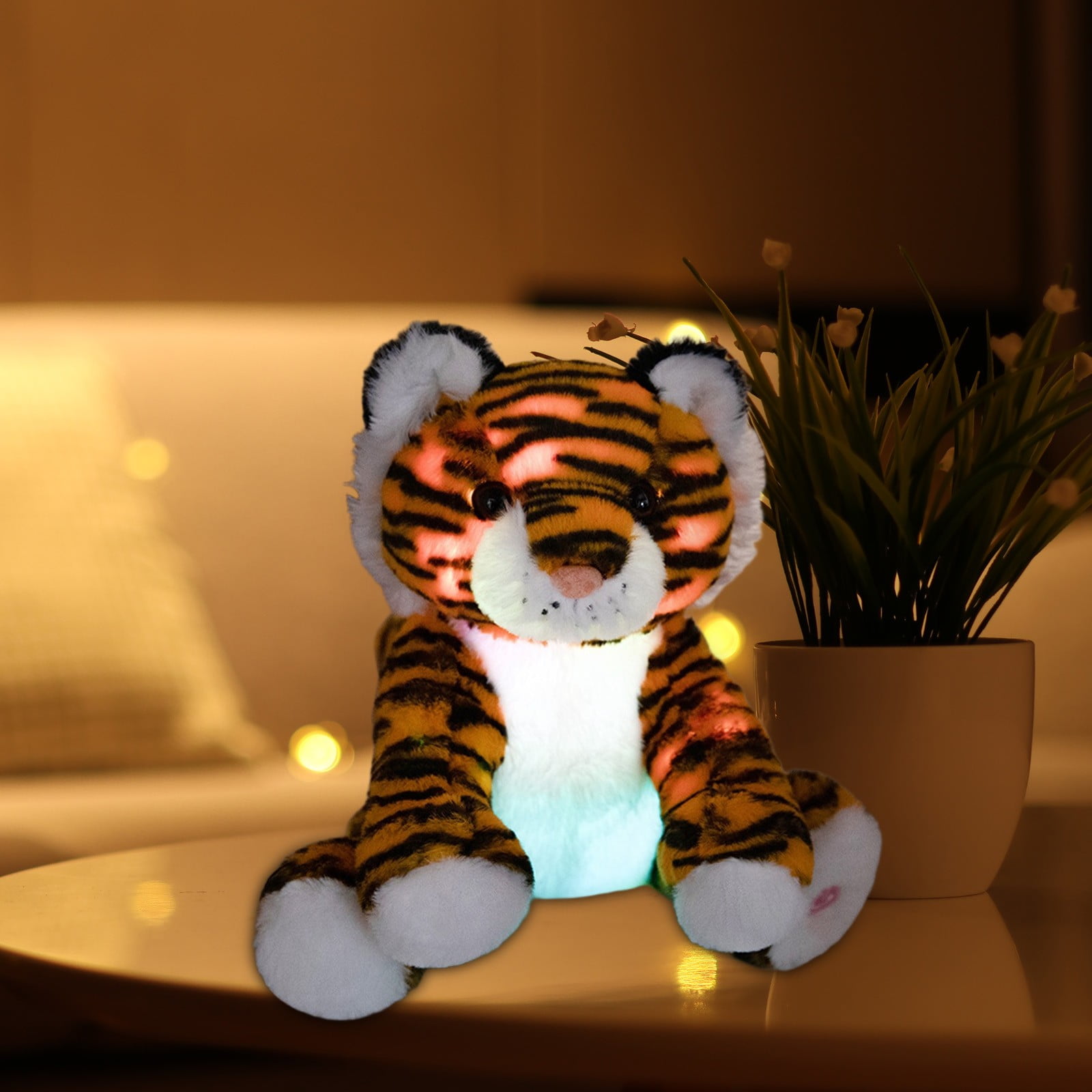 8-Inch Seven Color Light Up Tiger Doll Light Up Plush Figure,Soft LED ...