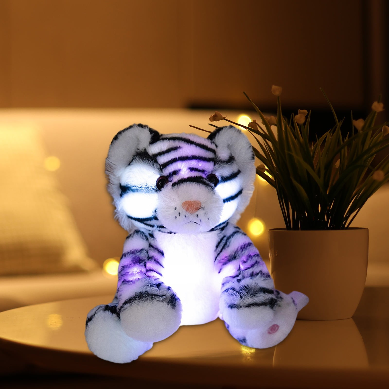 8-Inch Seven Color Light Up Tiger Doll Light Up Plush Figure,Soft LED ...