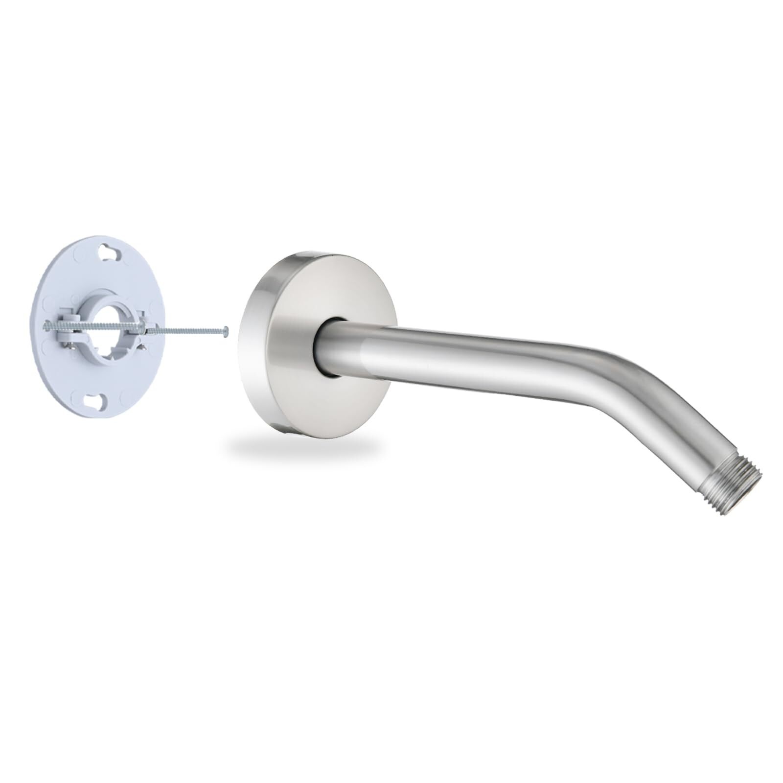 8 Inch Shower Arm with Flange and Stabilizer Bracket, Wall Mounted ...