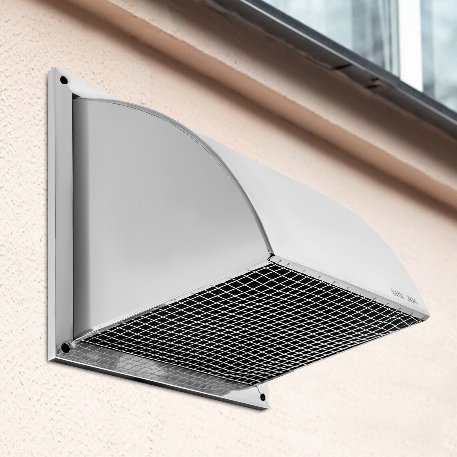 8 Inch Silver Wall Vent Cover 304 Stainless Steel Exhaust Vent with ...
