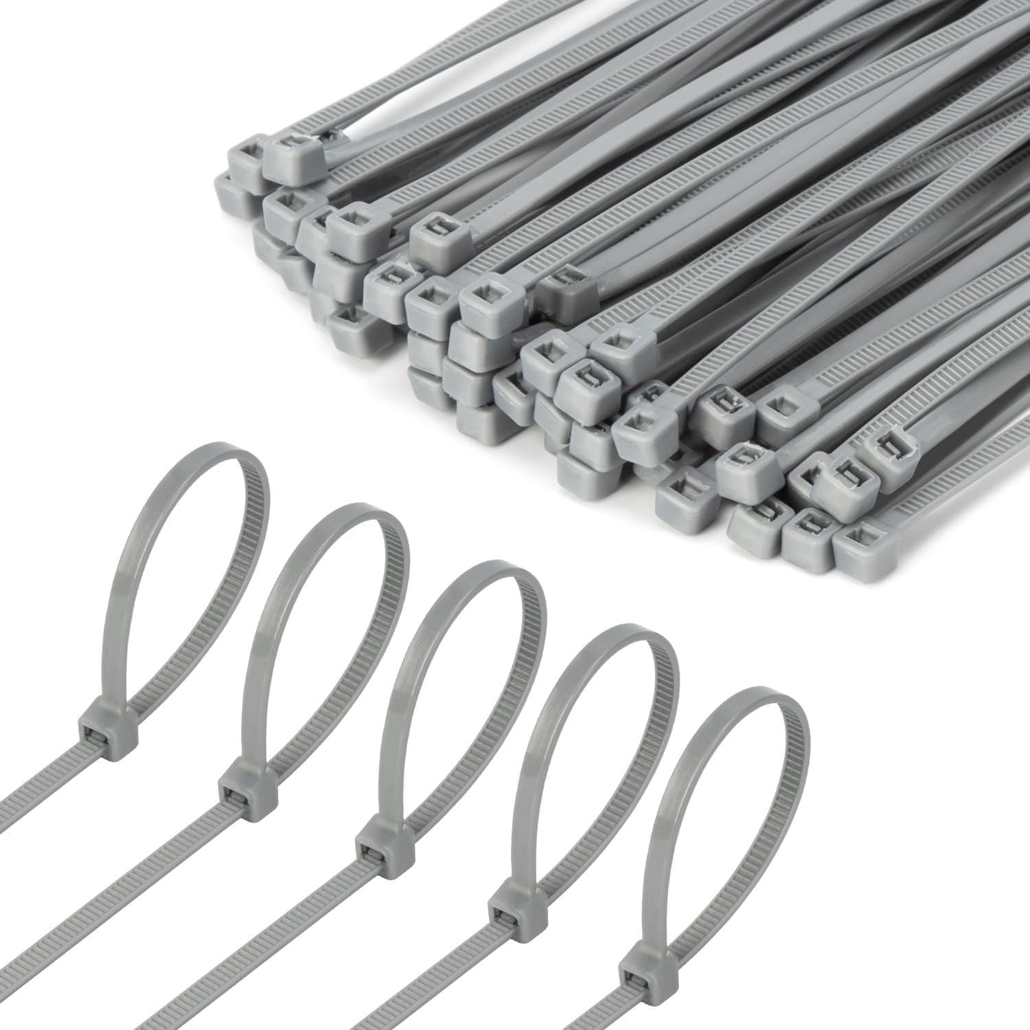 8 Inch Silver Zip Tie 1000 PCS, 40 Lbs - Small to Medium Zip Tie, Nylon PA66 UV Resistant Cable ...