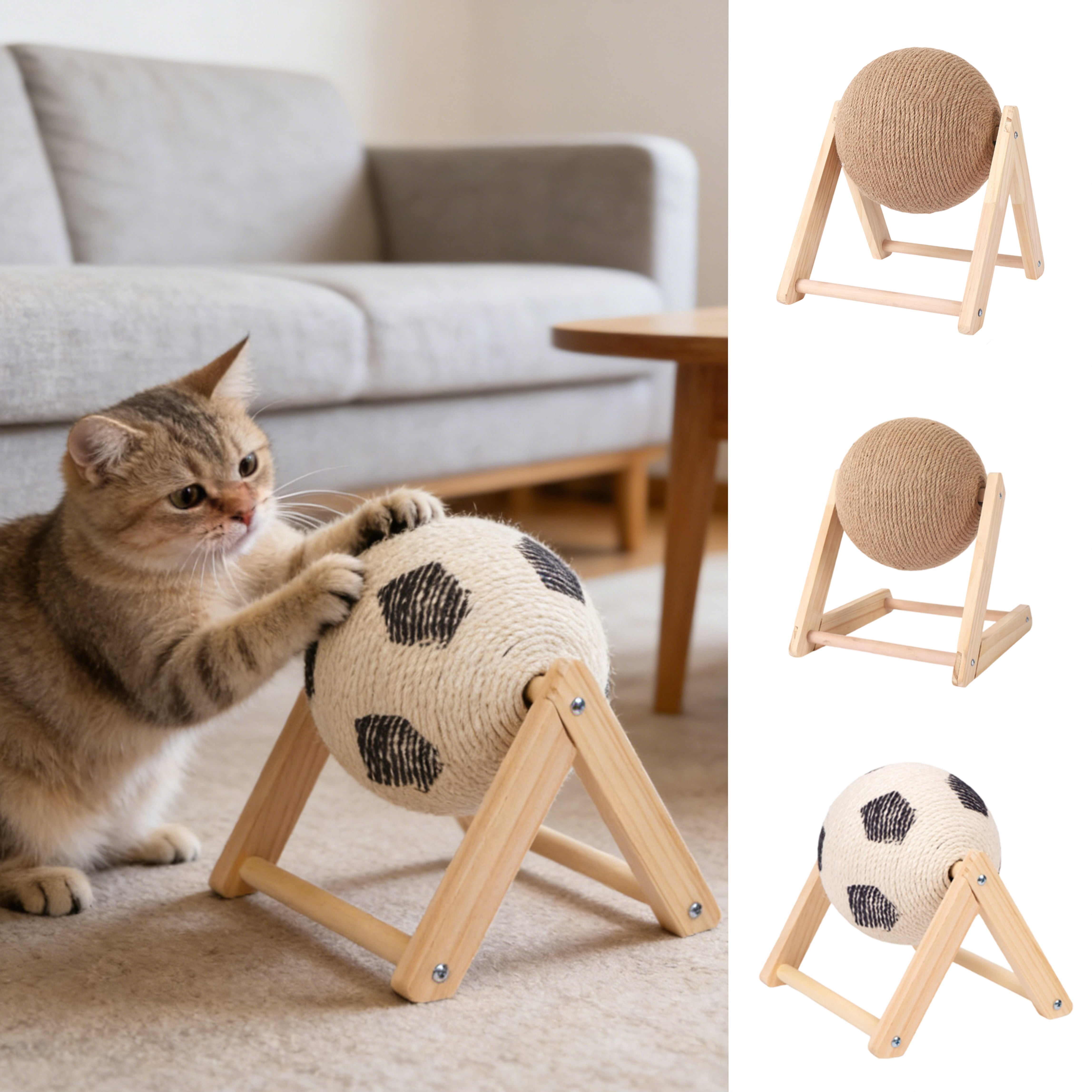 8 Inch Sisal Pet Scratching Ball Large Ferris Wheel Spinning Toy with ...