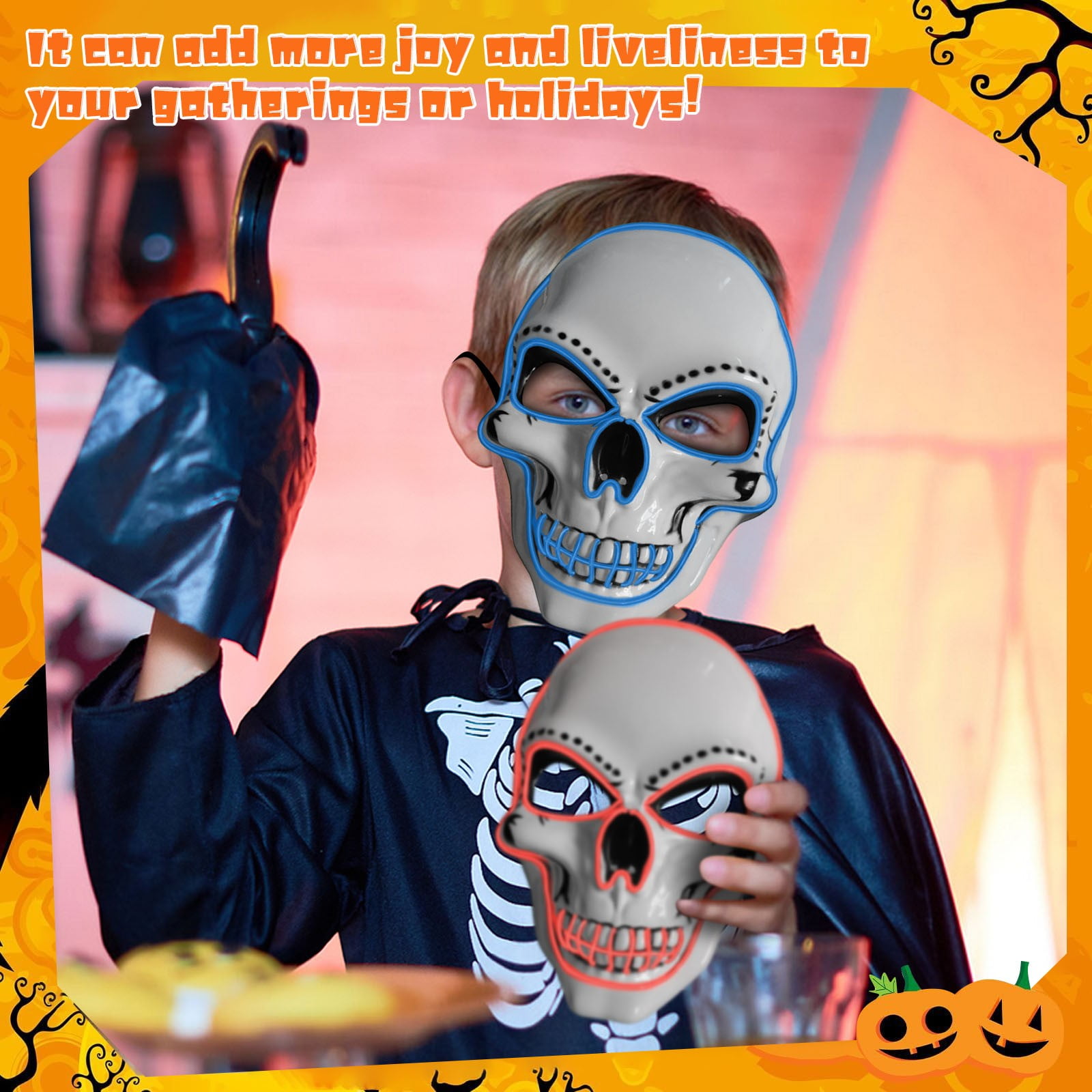 8 Inch Skull Mask LED Mask Halloween Glowing Mask Festival Party ...