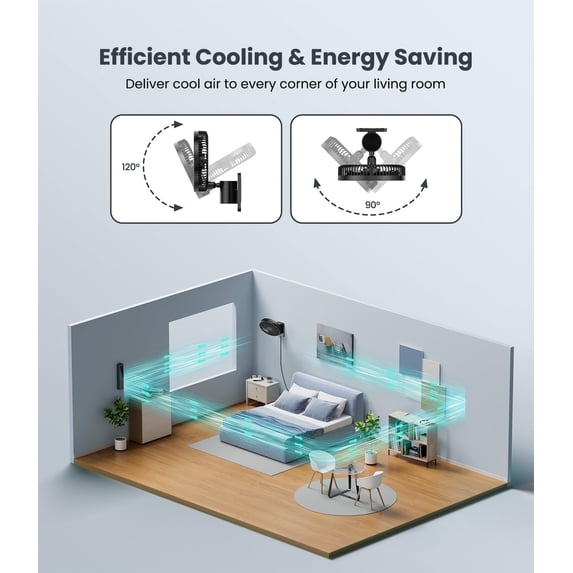 8 Inch Wall Mounted RV Fan with Remote, 4 Speeds, Quiet Oscillating ...
