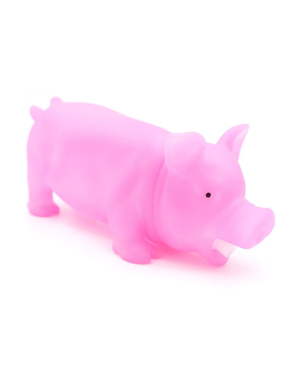 8 Inch Soft Plastic Squeezable Glow In The Dark Squealing Pig (Pink ...