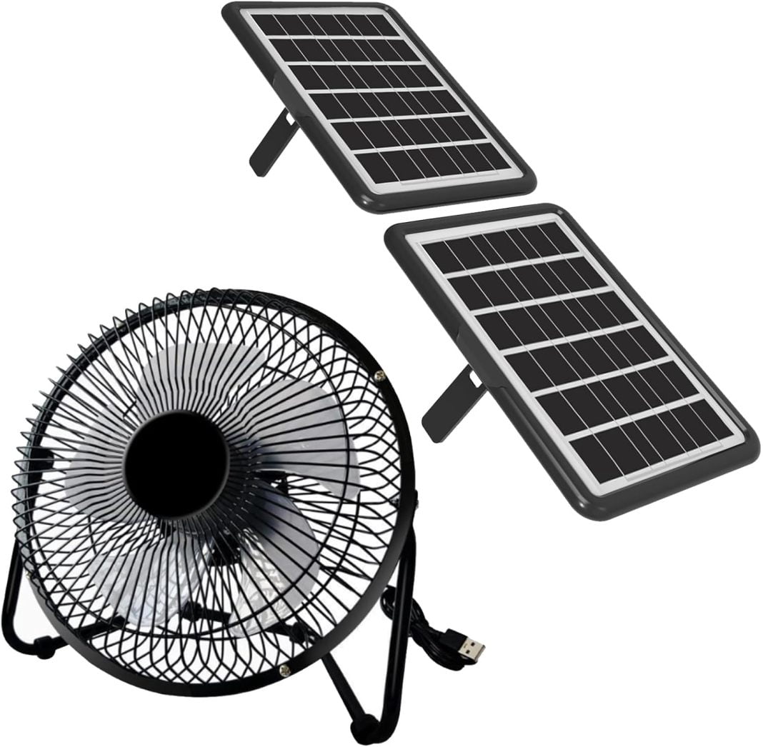 8 Inch Solar Fan with 2pcs Solar Panels 25W, Cloudy Days Working Solar ...
