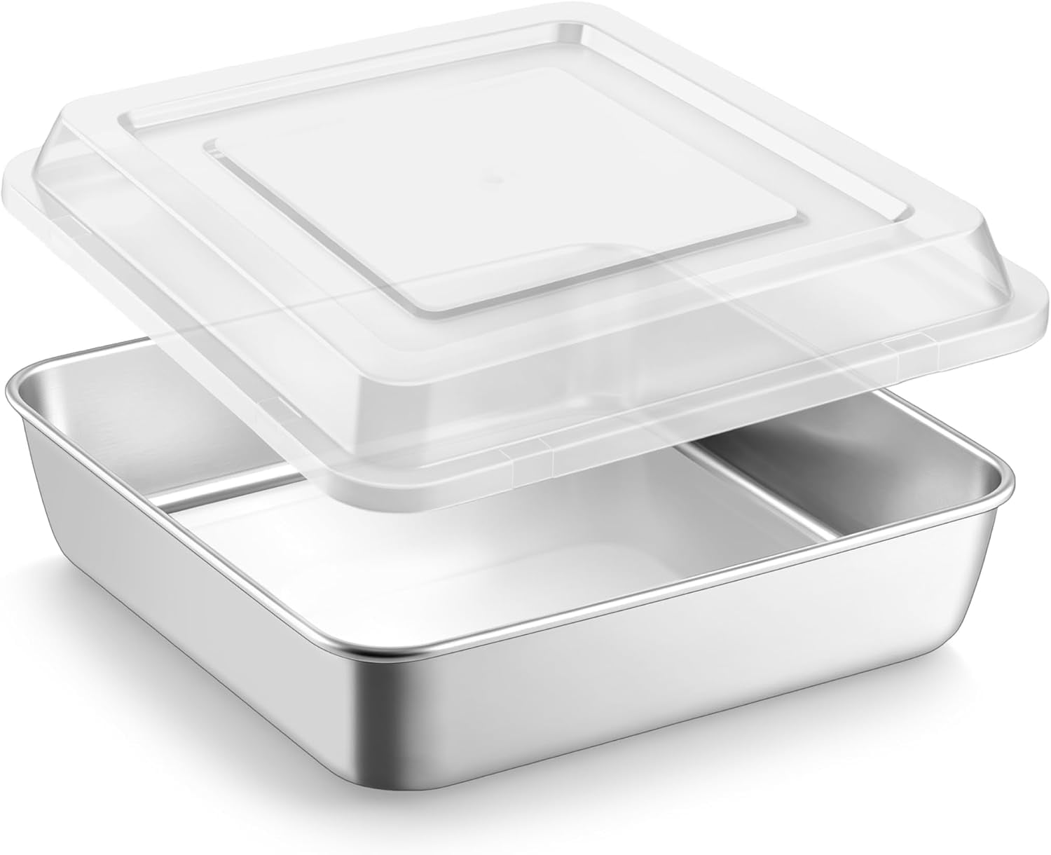 8 Inch Square Cake Pan with Lid, 8 x 8 Stainless Steel Lasagna Brownie ...