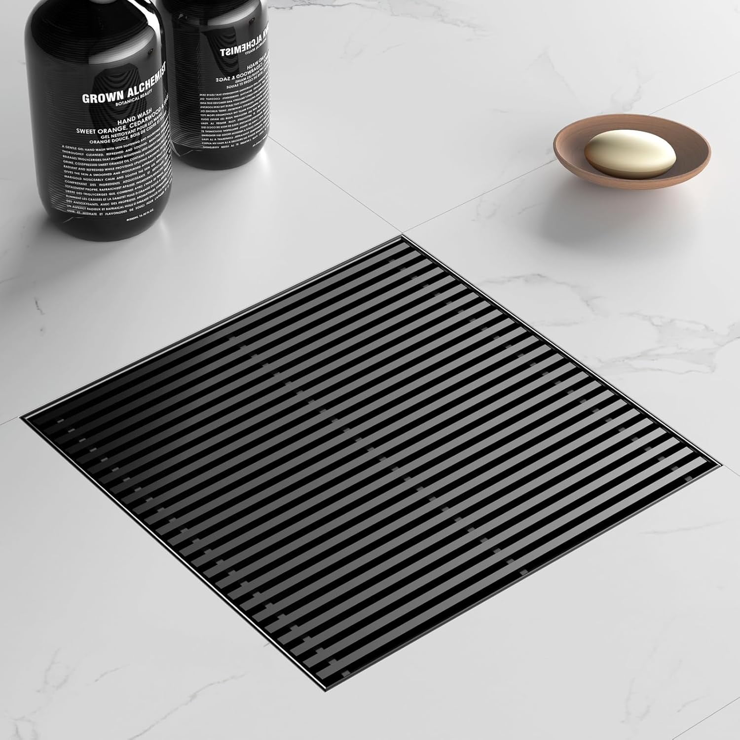 8 Inch Square Shower Drain with Removable Wedge Wire Pattern Grate ...