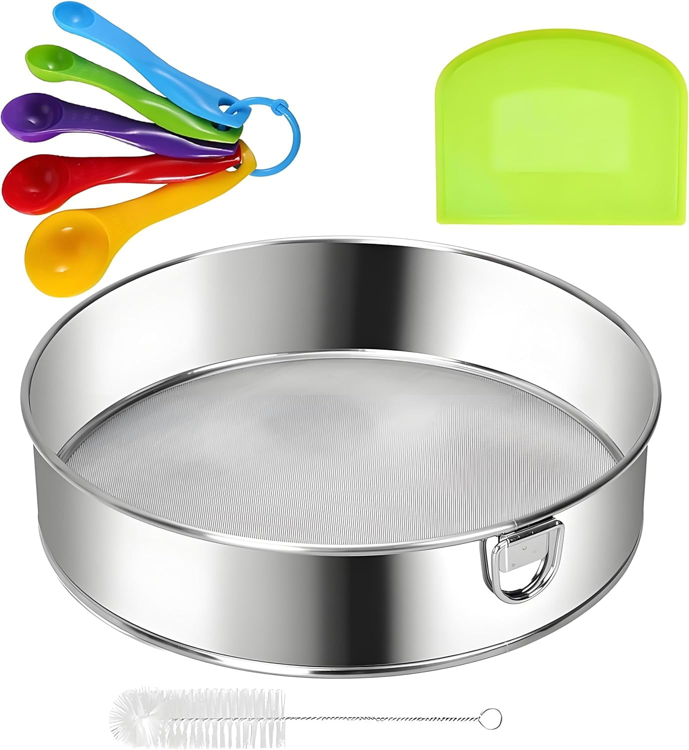 8 Inch Stainless Steel Flour Sifter, 60 Mesh Sieve for Baking Filtering ...