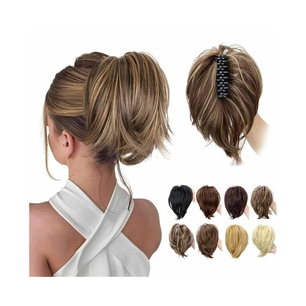 8 Inch Straight Ponytail Extension Short Claw Clip Pony Tail Natural ...
