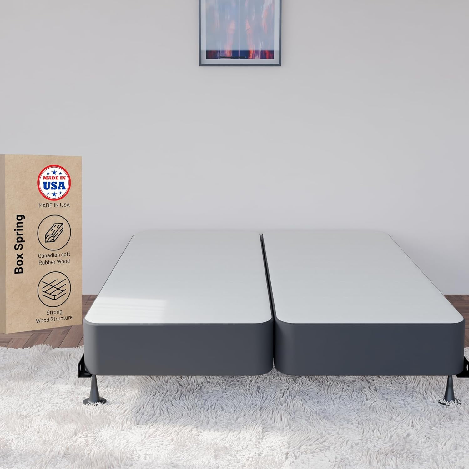 , 8-Inch Sturdy Box Spring for Mattress Support-Durable and Fully ...