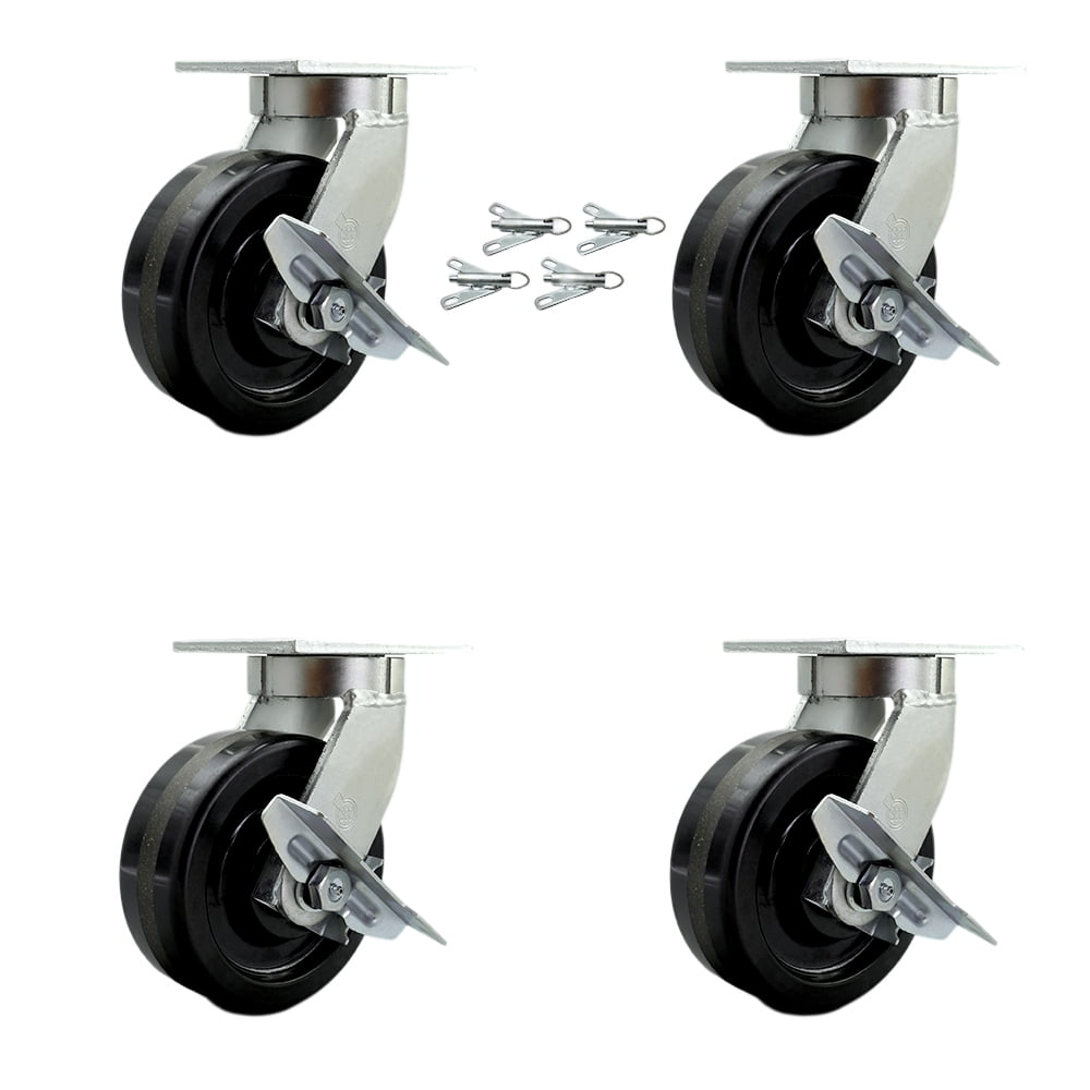 8 Inch Swivel Top Plate Caster Set Extra Heavy Duty Casters with ...