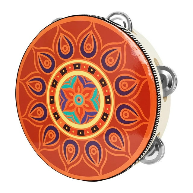 8 Inch Tambourine Handbell Hand Drum With Metal Jingles Ethnic Hand ...