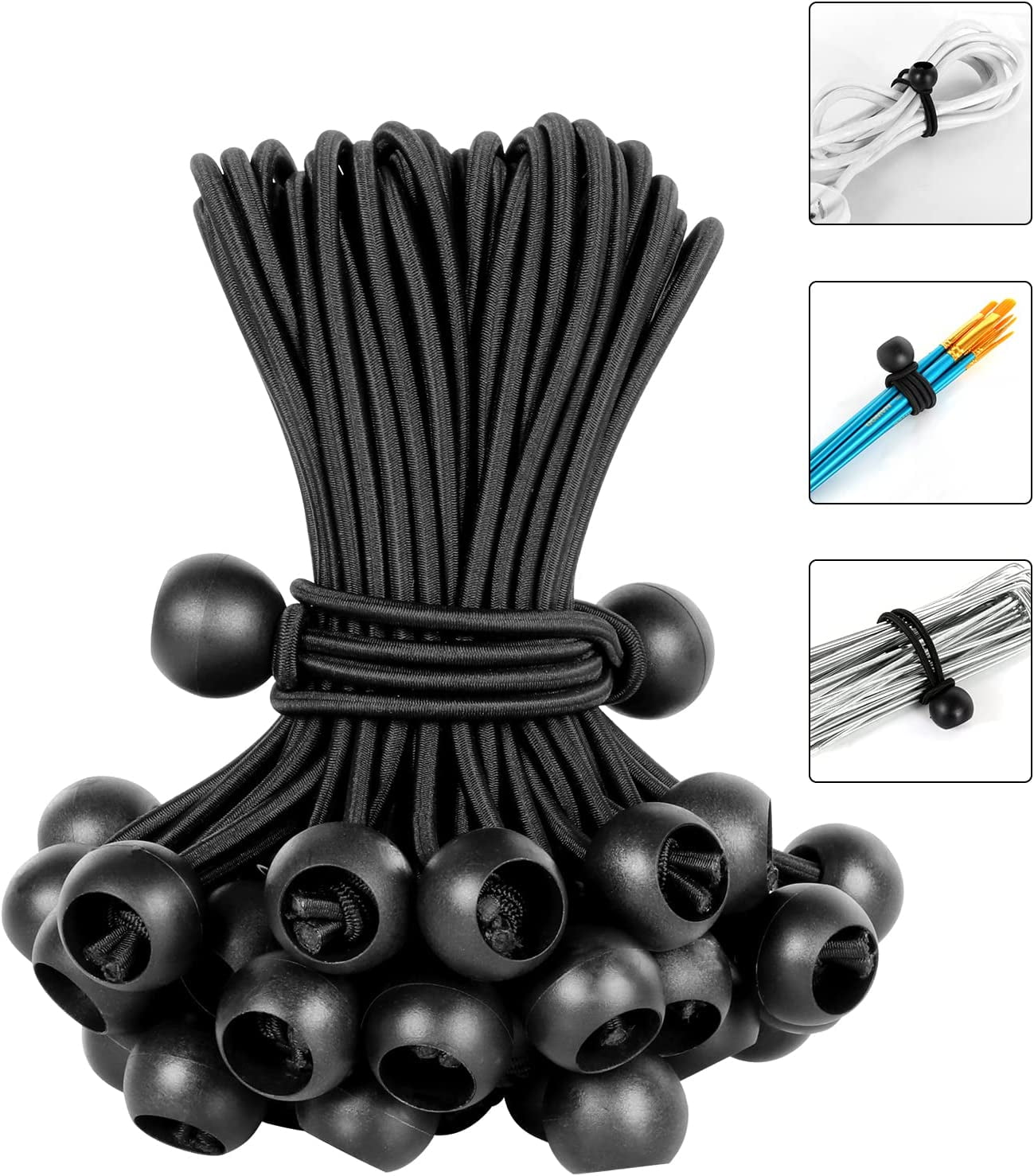 8 Inch Tarp Bungee Balls Ties,50 PCS Ball Bungee Cords Heavy Duty ...