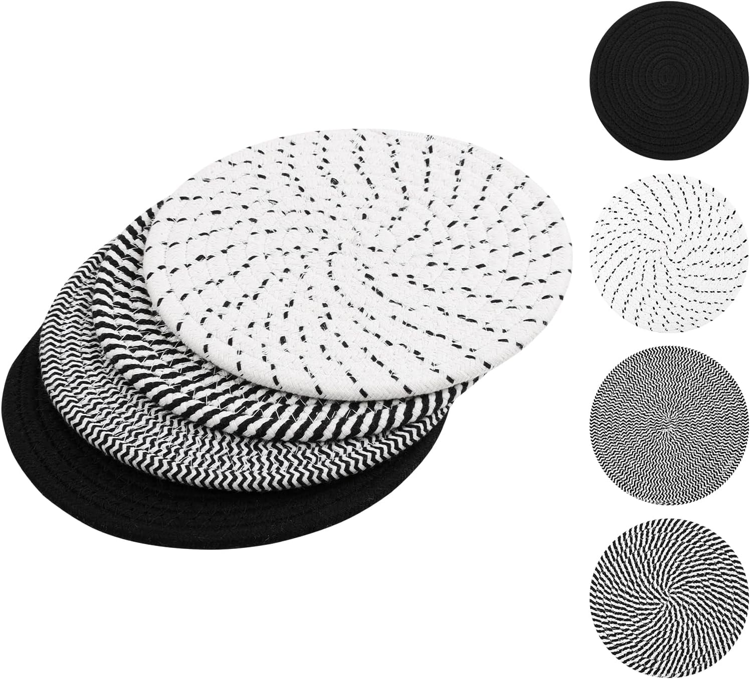 8 Inch Trivets for Hot Dishes, 4 Heat-Resistant Cotton Trivet Mats for ...
