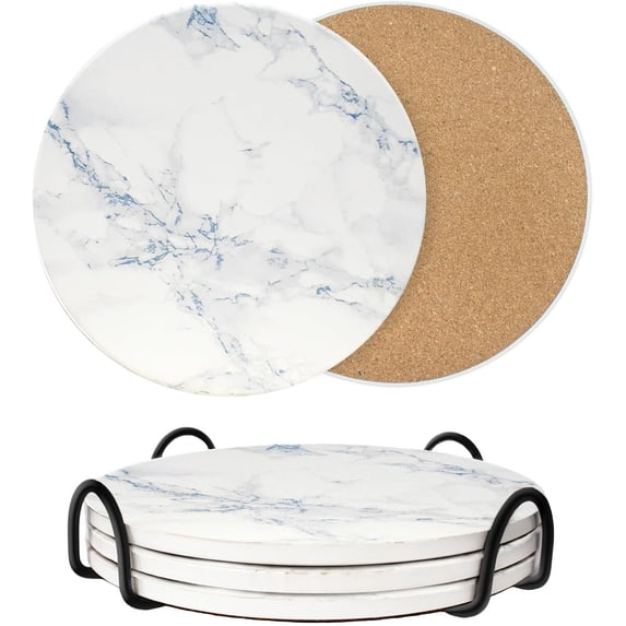 8 Inch Trivets for Hot Dishes, Pots and Pans, Marble Style Ceramic ...