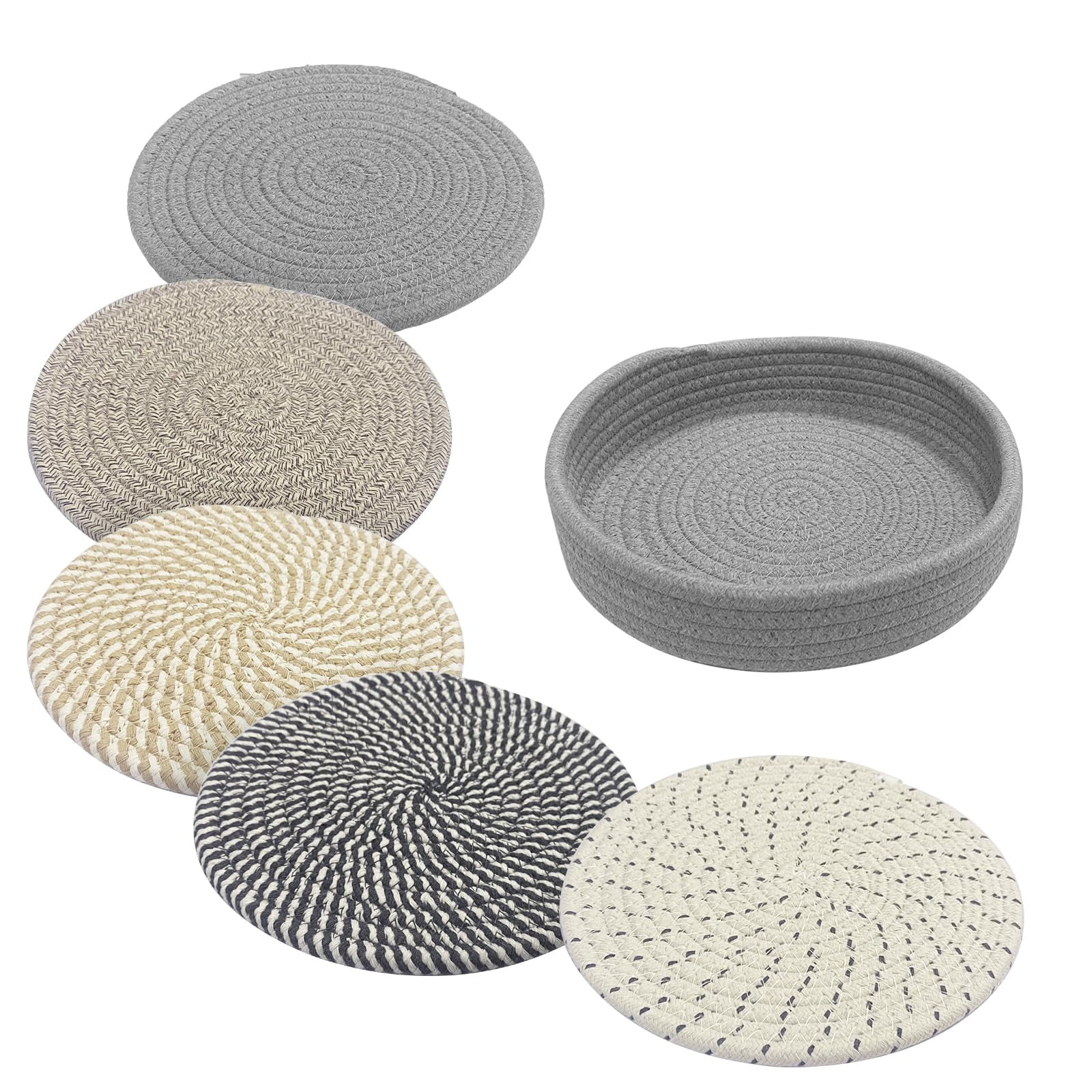 8-Inch Trivets for Hot Dishes with Storage Basket (5 Pcs) | Farmhouse ...