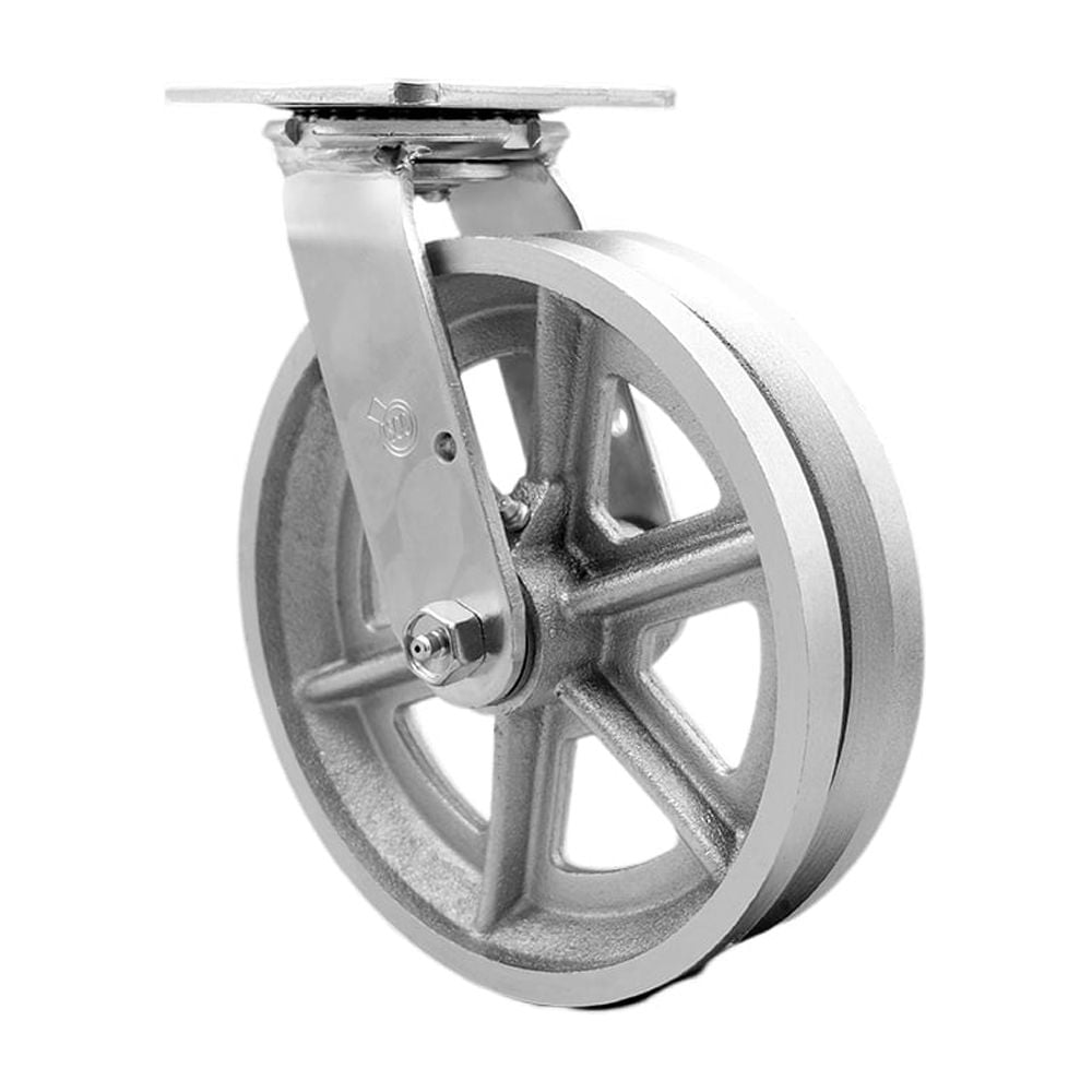 8 Inch V-Groove Semi Steel Cast Iron Wheel Swivel Caster with Bronze ...