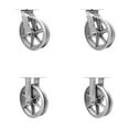 8 Inch V Groove Semi Steel Caster Set with Roller Bearings 2 Swivel 2 ...
