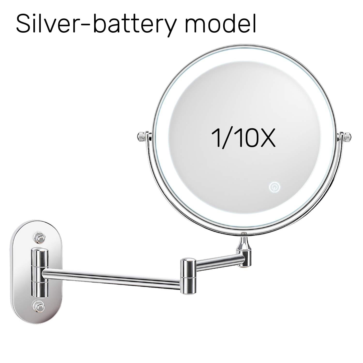 8-Inch Wall-Mounted Telescopic Bathroom Mirror Adjustable LED Makeup ...