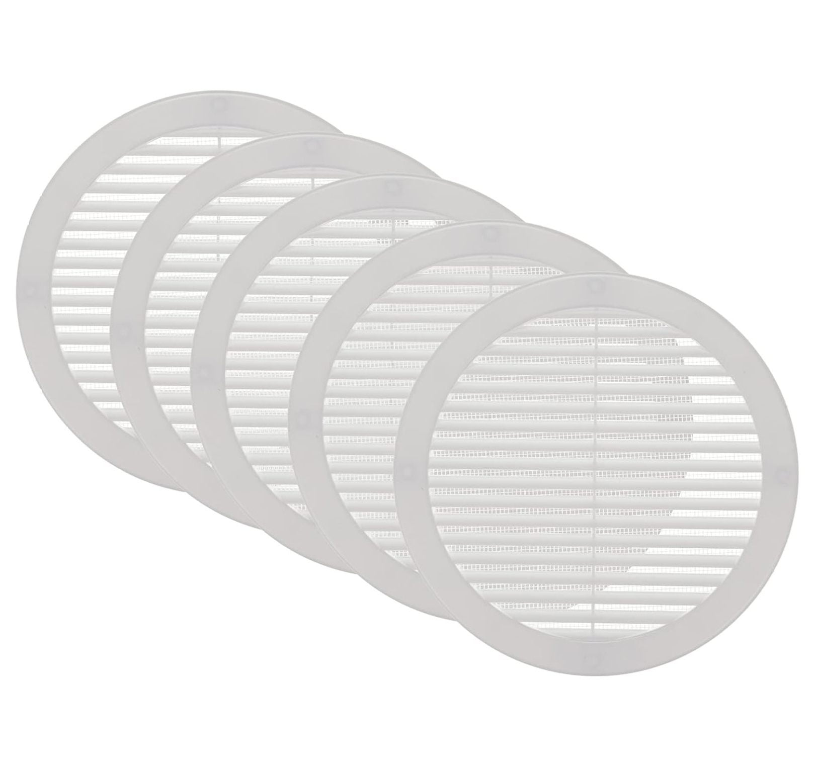 8'' Inch White Soffit Vent Cover with Flange - Pack of 5 - Round Louver ...