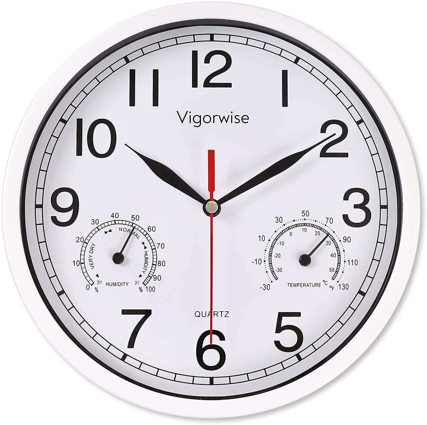 8 Inch White Wall Clock, Sweep Silent Movement Accurate Clocks with ...