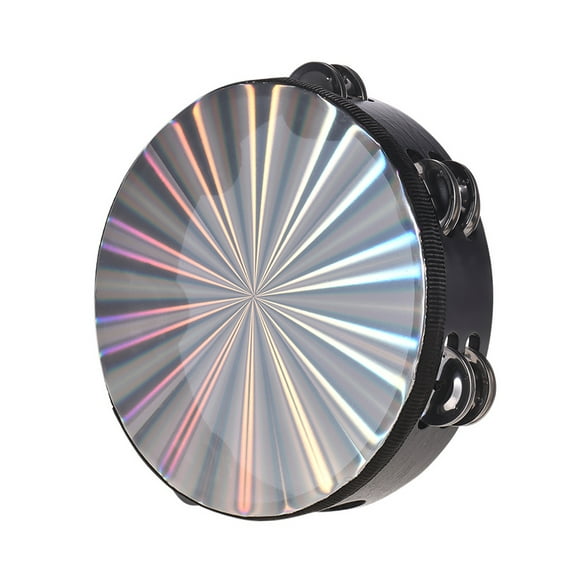 Double Flash Drum Tambourine | 6/8/10 Inch Hand Drum with Reflective ...