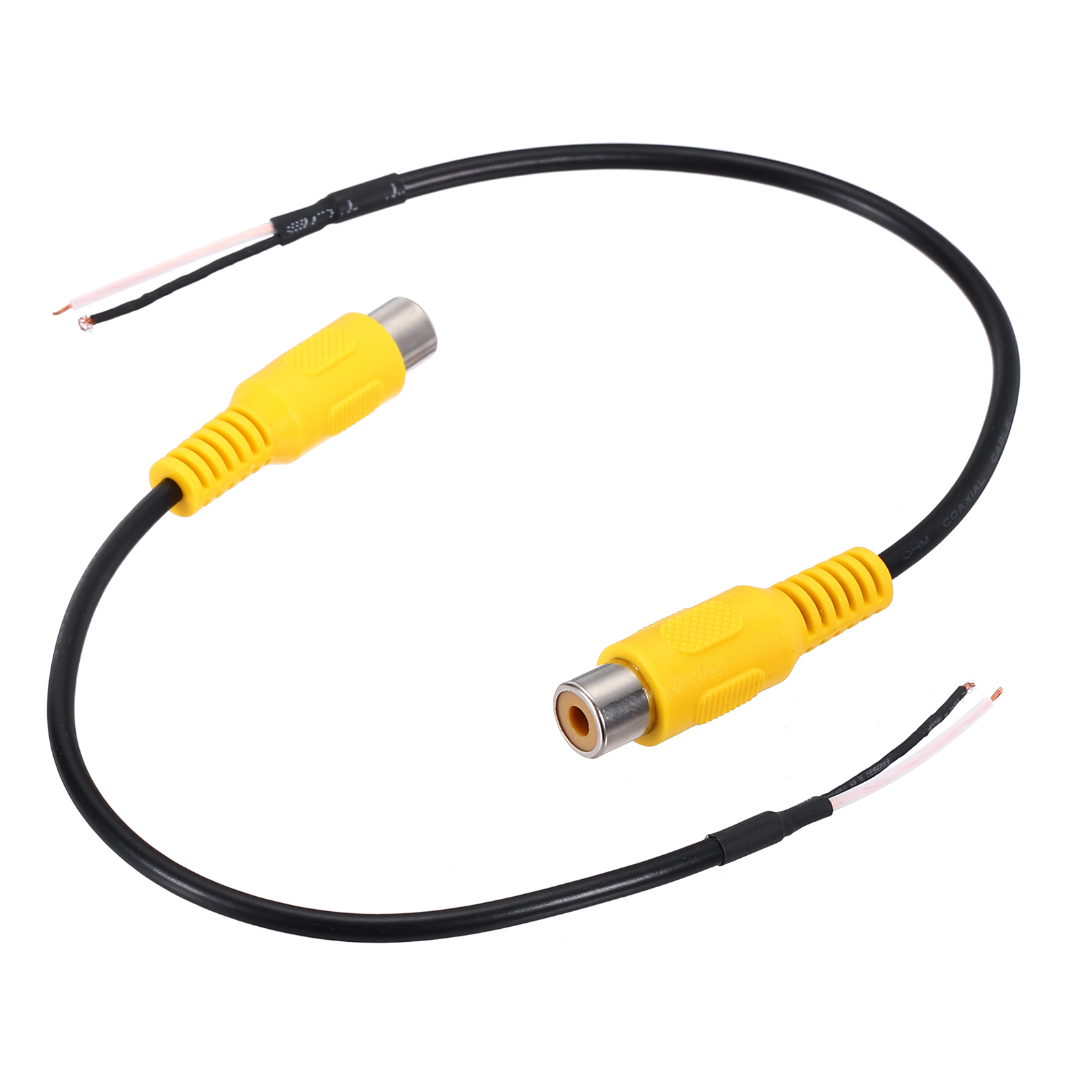 8 Inch Yellow RCA Female Plug Jack Connector Adapter to Bare Wire Open ...