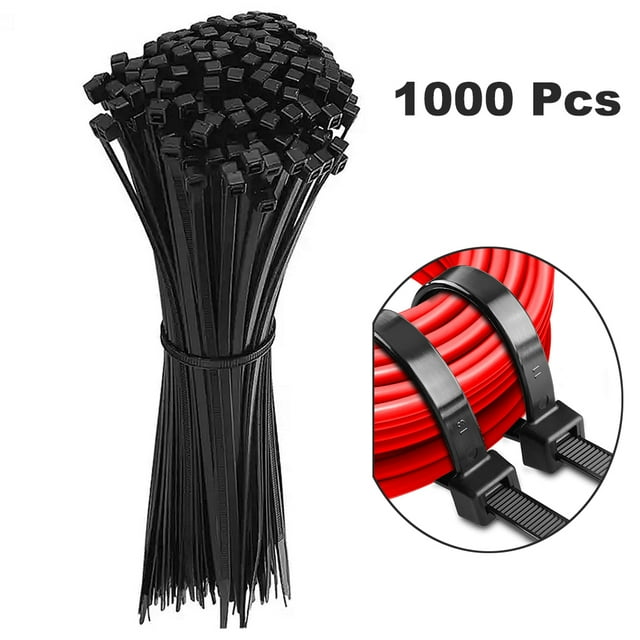 8" Inch Zip Ties Black (1000 Pack), Nylon Cable Wire Ties Bolt Dropper ...