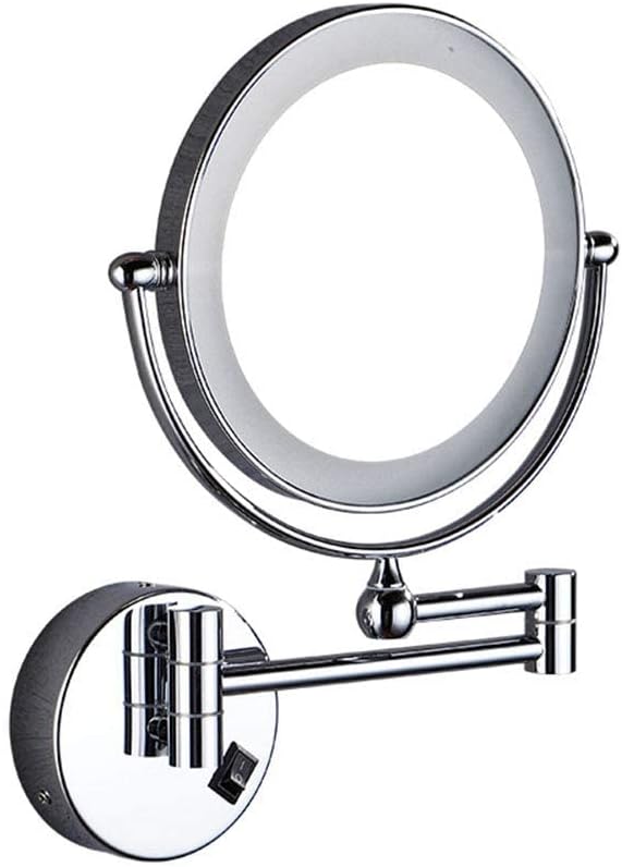 8 Inches LED Lighted Wall Mount Makeup Mirror with 3X Magnification ...